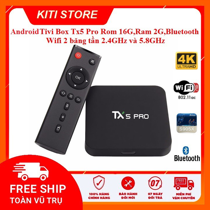 Đầu android tv box TX5 PRO rom 16G,ram 2G,Bluetooth,Wi-Fi 2.4GHz và ...