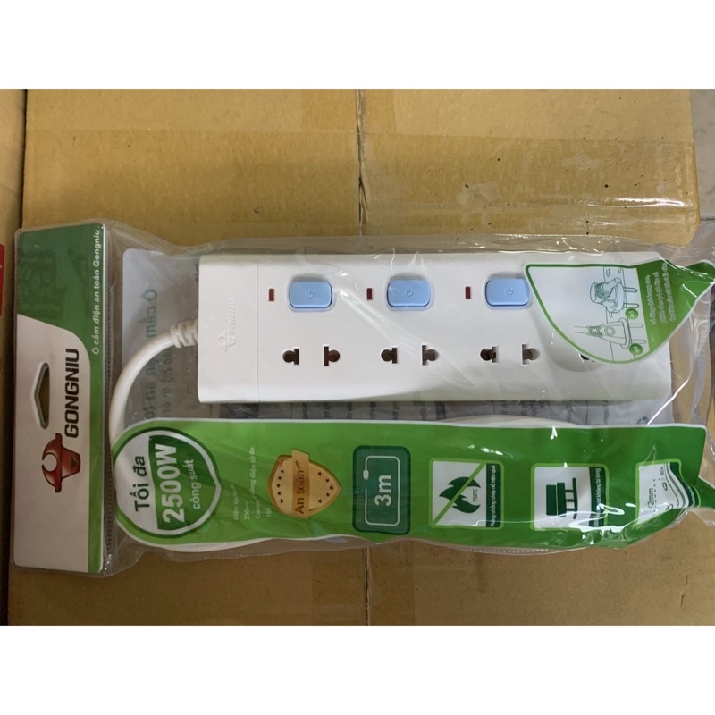 5. Ổ cắm điện GONGNIU 4lỗ 4 công tắc GNVN-V3040 (3mét / 5mét) | Shopee Việt Nam