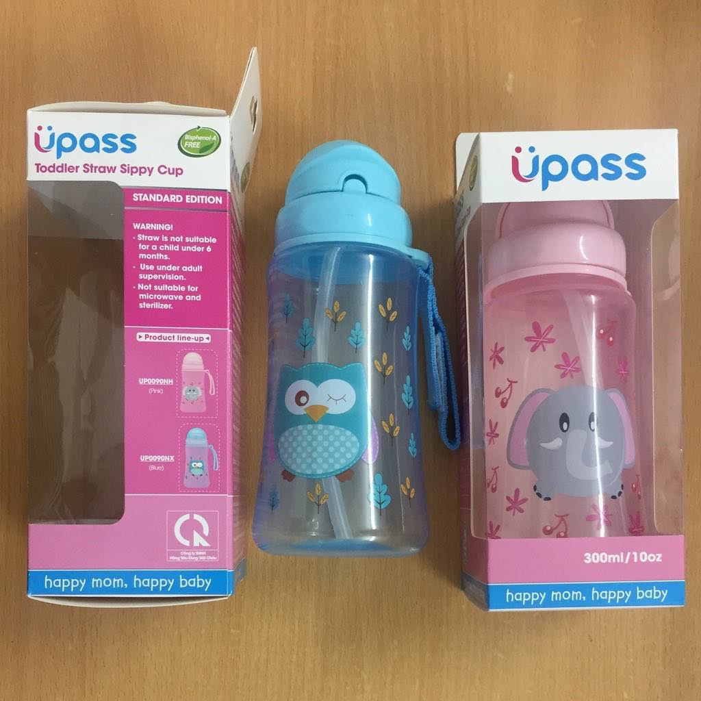 Bình Uống Nước Có Ống Hút 300ml Upass (Made in Thailand) UP0090N (màu xanh và hồng) | Shopee ...