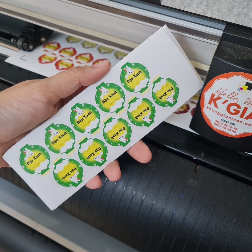 Tem dán nhân bánh trung thu mẫu thỏ ôm trăng - lồng đèn (10 tem ...