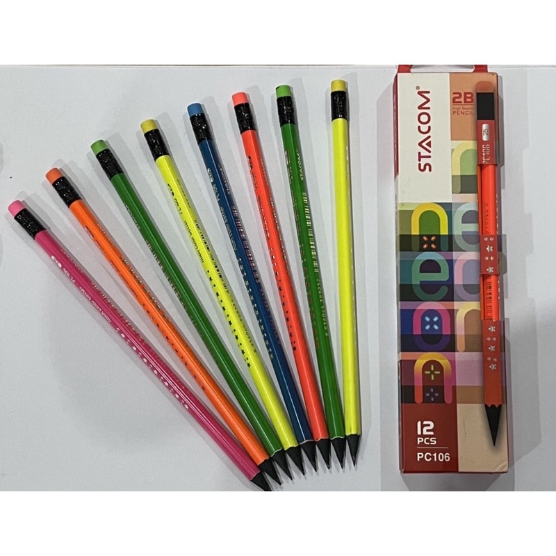 Bút chì neon PC106 2B Stacom hộp 12 cây | Shopee Việt Nam