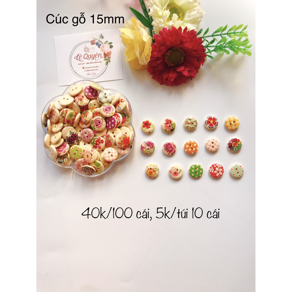 Cúc gỗ trang trí 10 cái [Nhiều mẫu] | Shopee Việt Nam