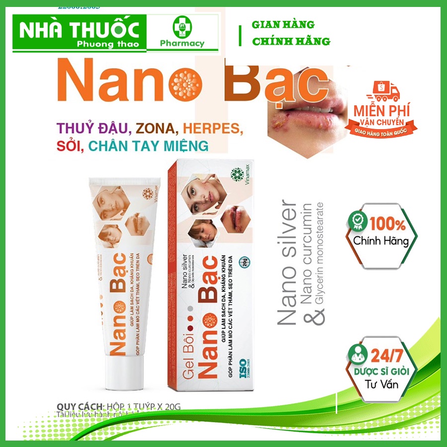 Gel Bôi Nano Bạc Tuýp 20G - Giúp Làm Sạch Da, Kháng Khuẩn hỗ trợ Làm Mờ ...