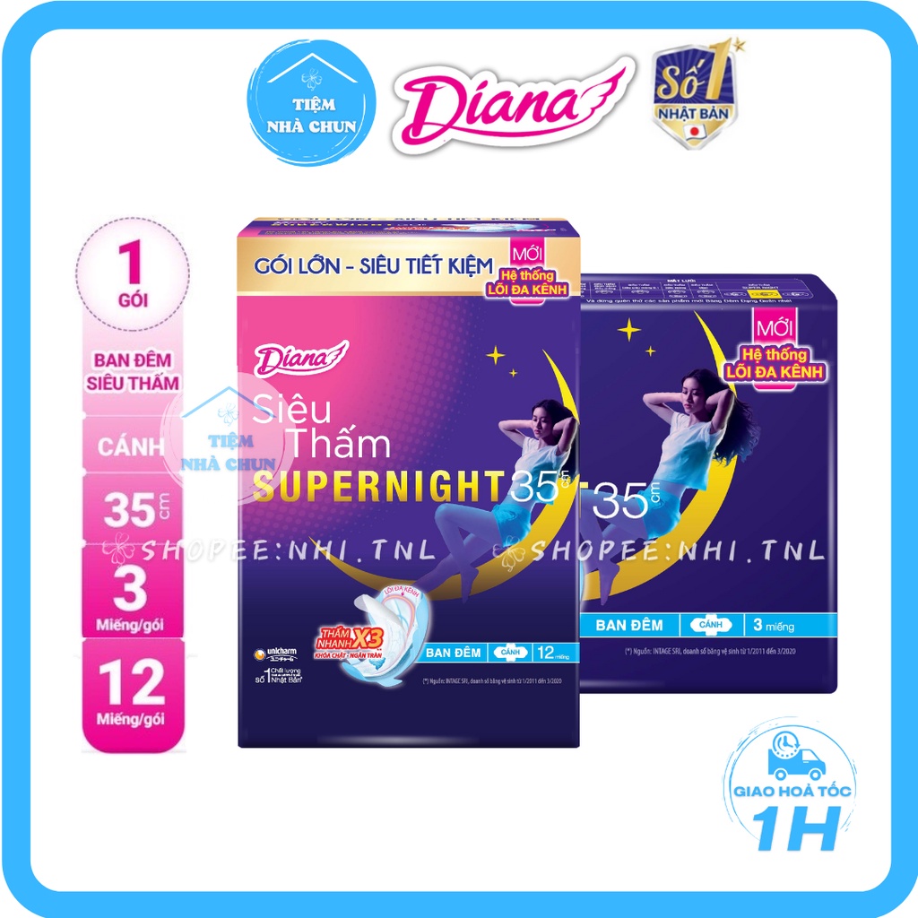 CHE TÊN BVS - Gói 3 Miếng 35cm / Gói 12 Miếng 35cm Băng Vệ Sinh Ban Đêm ...