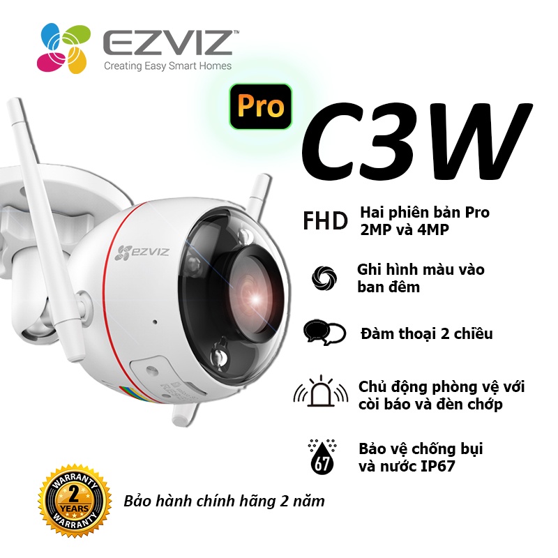 Camera 2M 4M IP WIFI Ngoài Trời Thông Minh EZVIZ C3W PRO MÀU BAN ĐÊM ...
