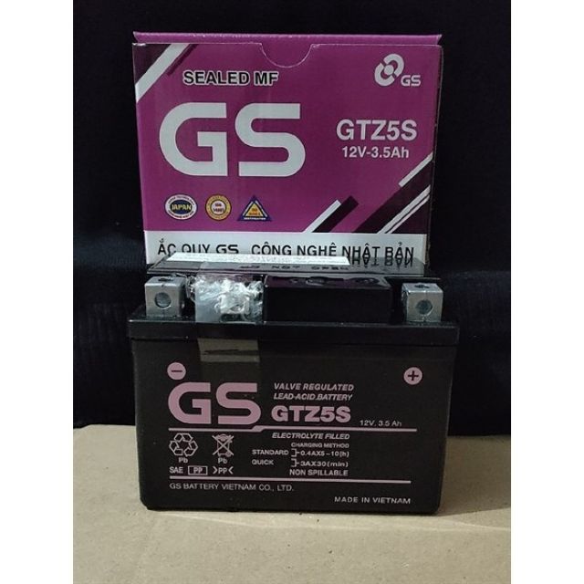 Bình Ắc Quy khô GS GTZ5S (12v-3.5Ah) gắn 82,Waa,WS,WRS,RS100,WRS110,CLich,LOVOLX | Shopee Việt Nam