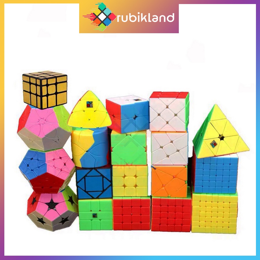 Rubik Half Bright Stickerless 2x2 3x3 4x4 5x5 Pyraminx Megaminx Không ...