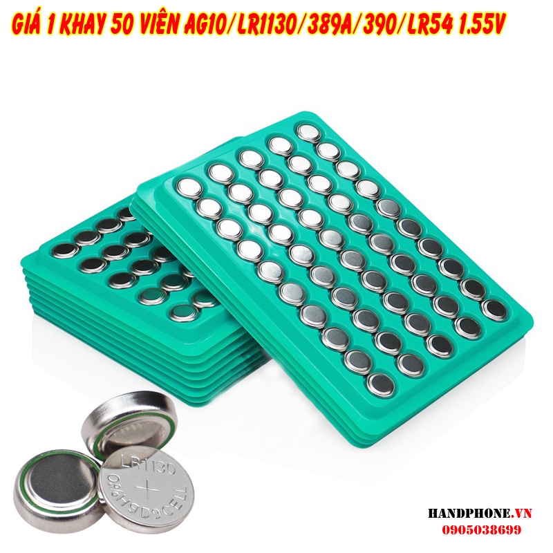 1 vỉ 10 viên pin cúc áo 1.5V AG10 / LR1130 / 389A / 390 / LR54 / SR1130 ...