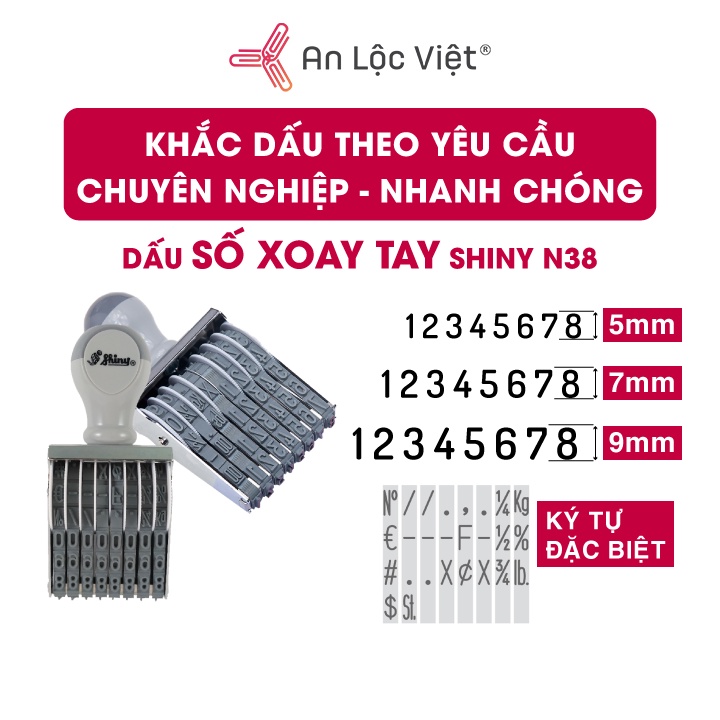 Dấu xoay tay Shiny 8 số - số cao 5mm - 7mm - 9mm - thương hiệu dấu ...