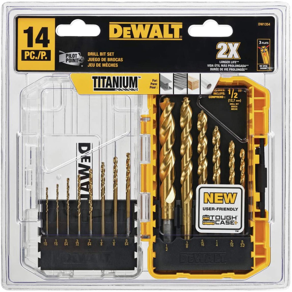 Bộ mũi khoan Dewalt DW1354 14 mũi Titanium [MẪU MỚI] | Shopee Việt Nam
