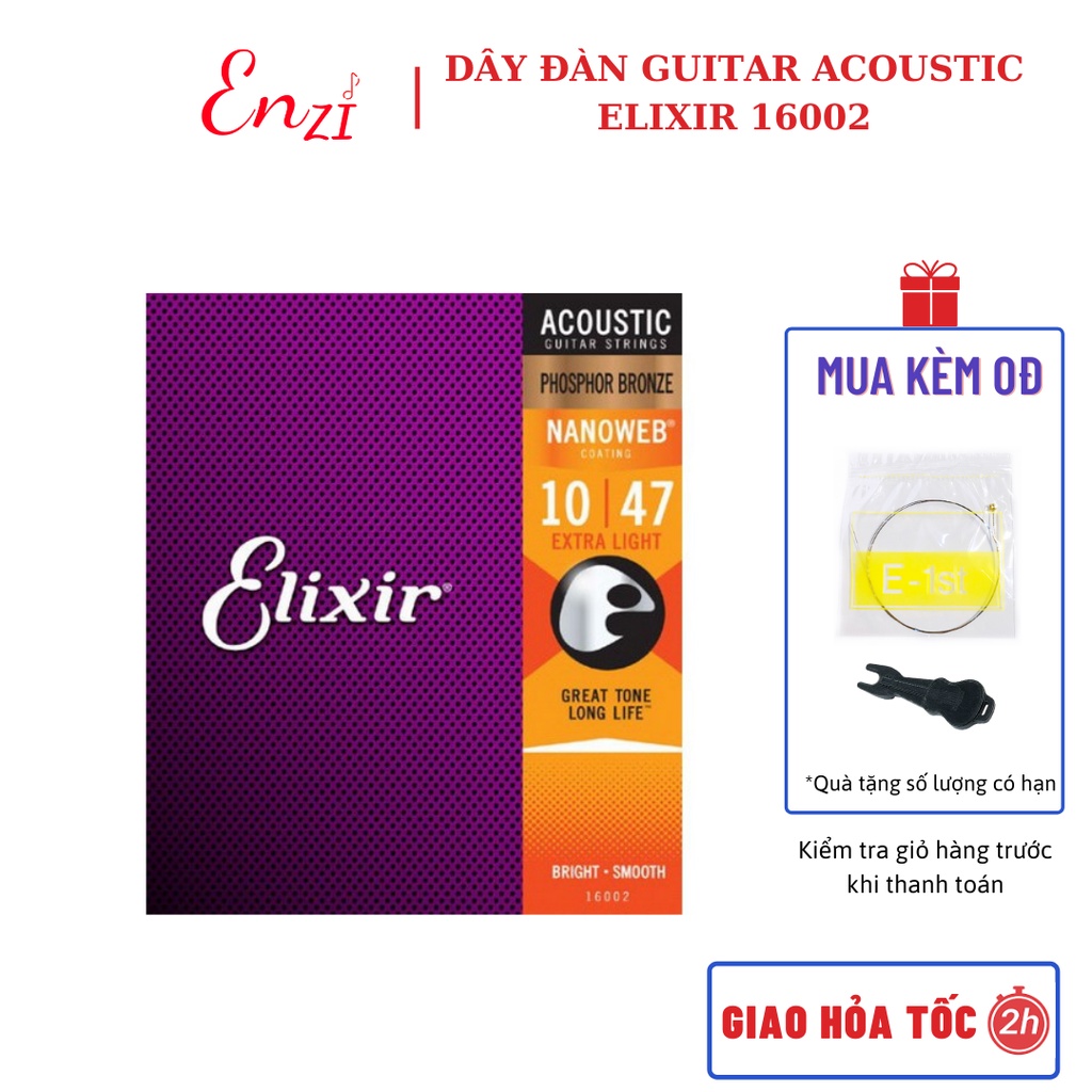 Dây đàn guitar acoustic elixir 16027 Phosphor Bronze Nanoweb cỡ 11 dây ...