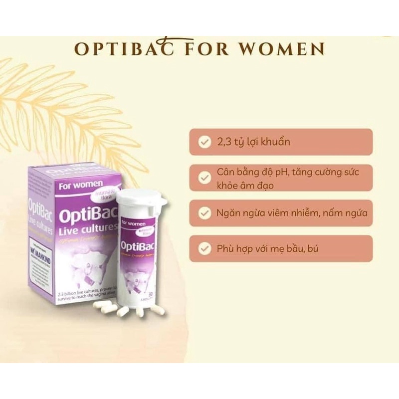 [NHẬP KHẨU DATE 2024] Men vi sinh Optibac Tím For Women Mẫu mới 30v ...