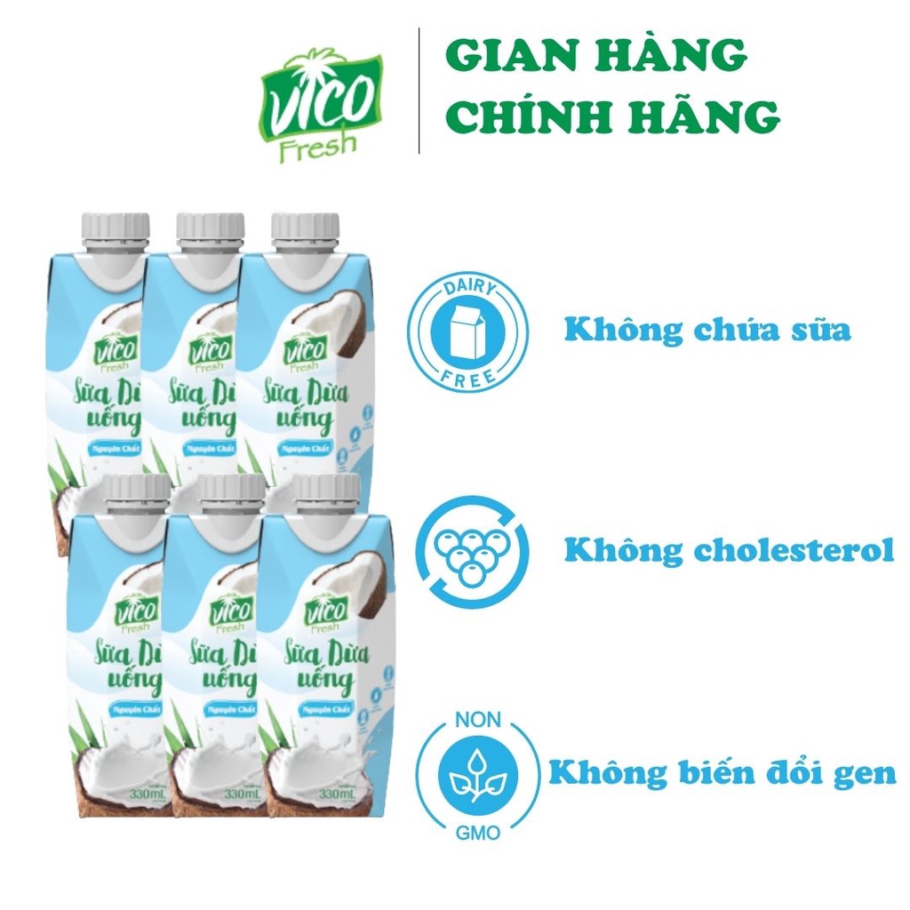 Combo 6 Hộp Sữa Dừa Vico Fresh 330ml - Vị Nguyên Chất | Shopee Việt Nam