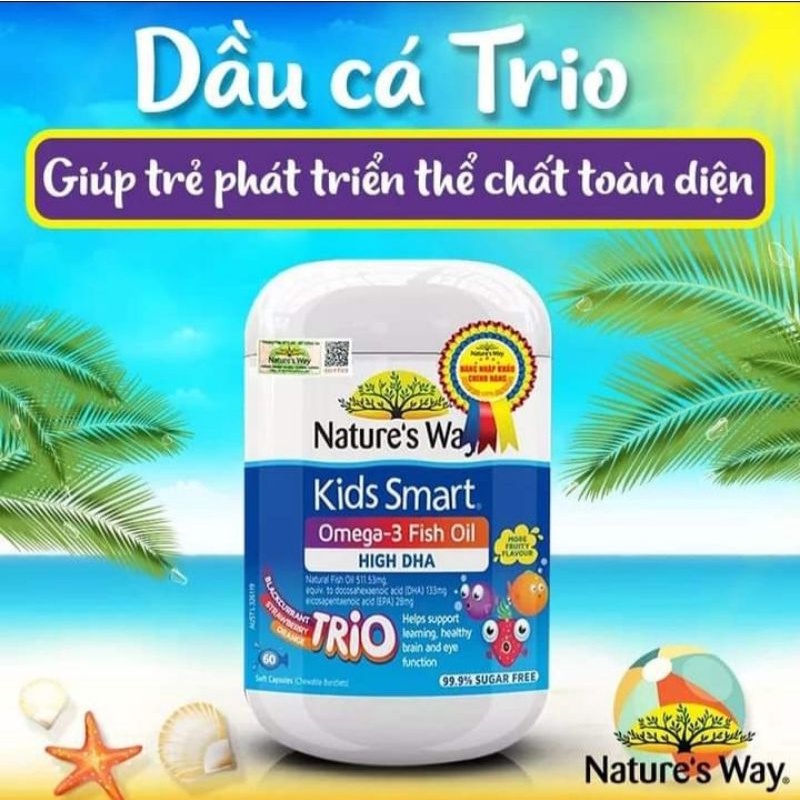 Nature's Way Kids Smart Omega-3 fish oil trio 60s cung cấp Omega 3 và ...
