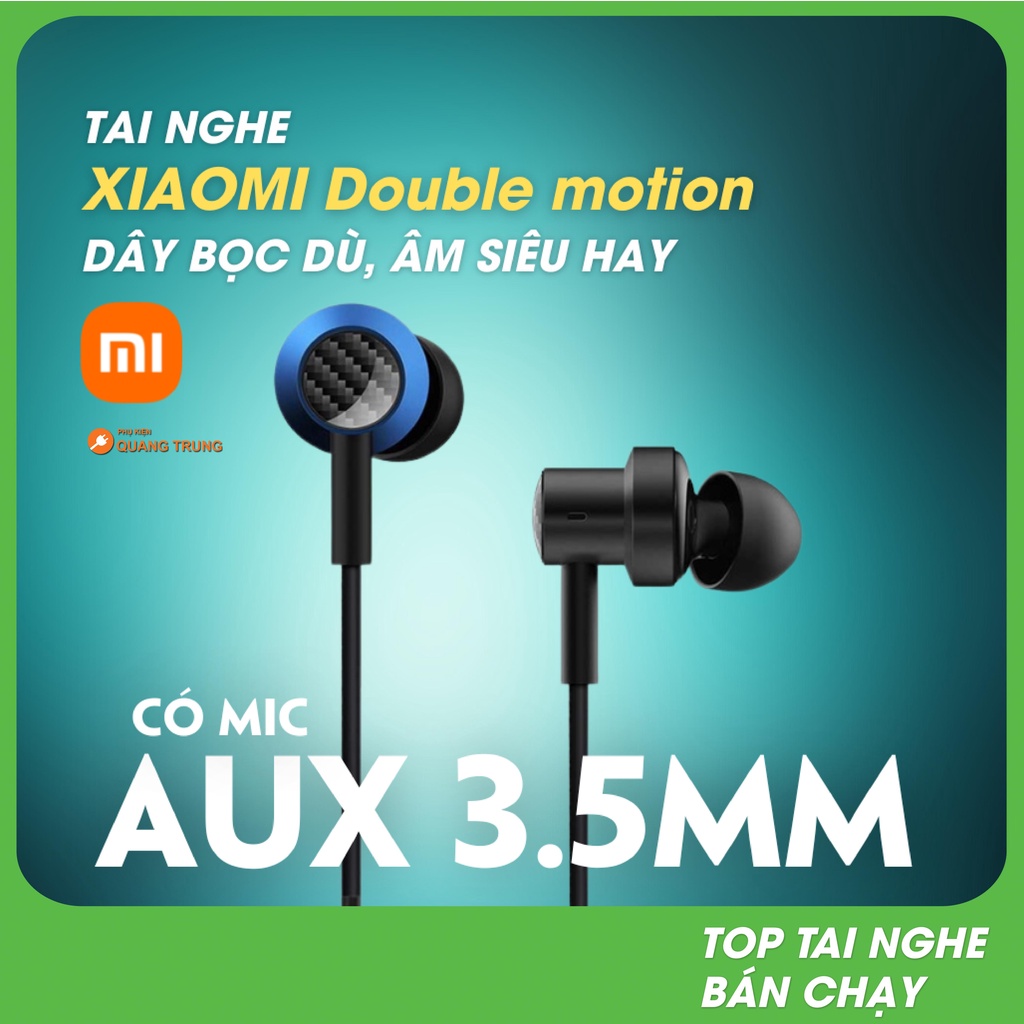 Tai nghe xiaomi Mi Double motion, chân cắm 3.5mm, dây bọc dù, jack chữ ...