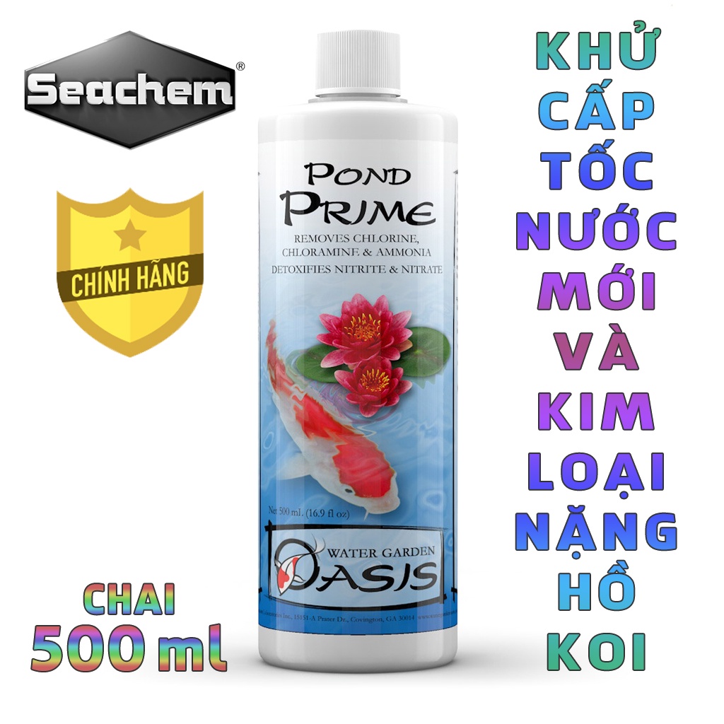 Dung dịch Seachem - Pond Prime khử cấp tốc Clo, NH3, NO2, NO3 cho hồ cá Koi, hồ thủy sinh - Chai ...