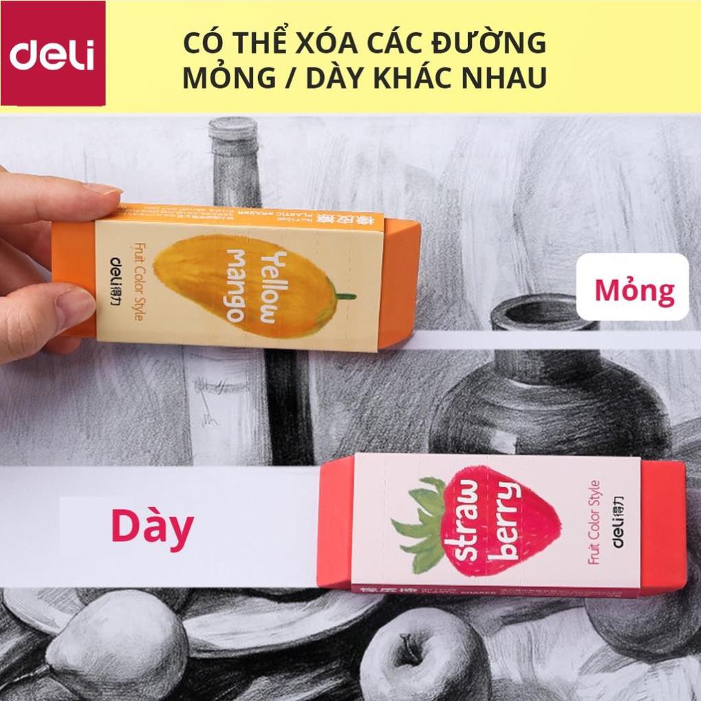 Gôm tẩy khổng lồ Deli, tẩy to hình vẽ hoa quả Đỏ/ Xanh lá/ Vàng/ Xanh ...