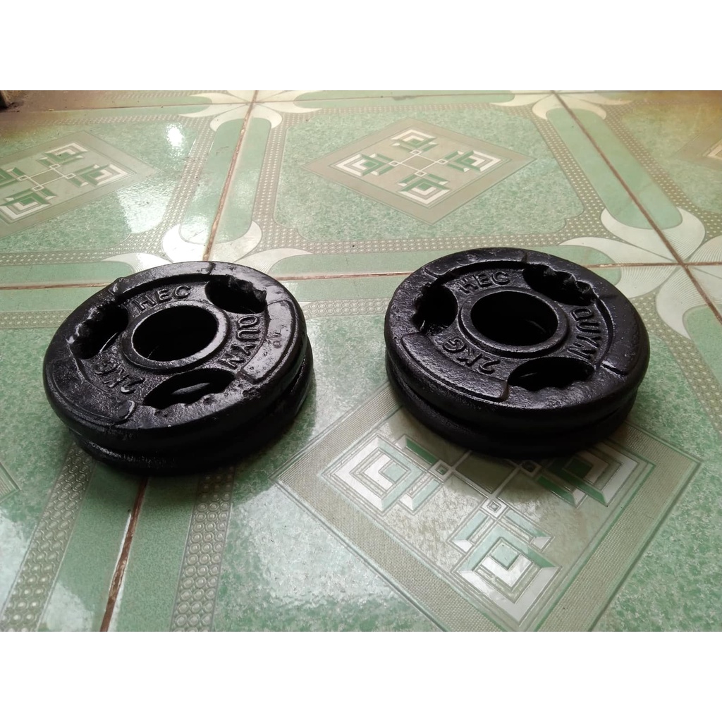 4 viên tạ bánh gang đúc 2kg lỗ to (phi 50) | Shopee Việt Nam