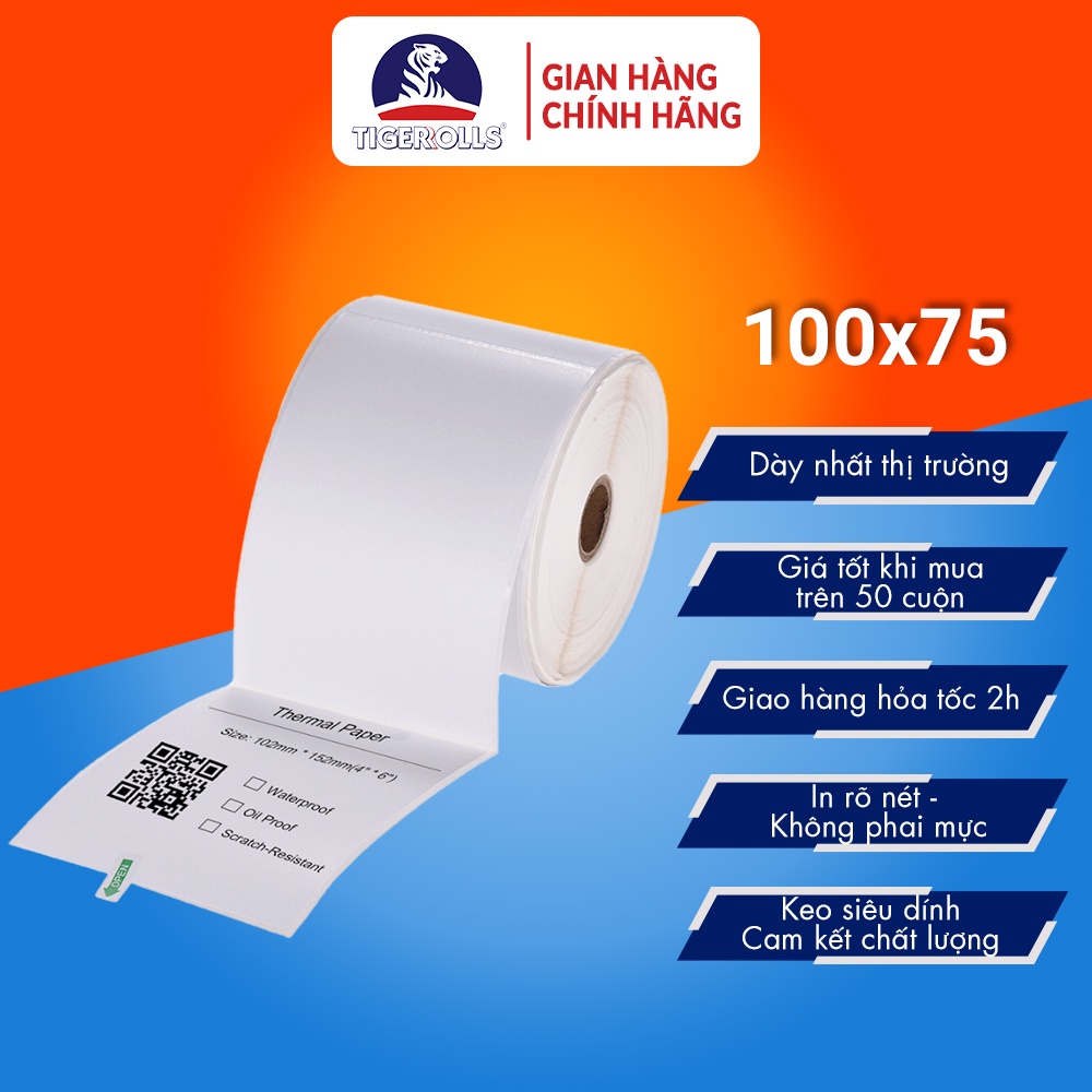 Giấy decal in nhiệt tự dính Tiger khổ A7 kích thước 100x75mm dùng in ...