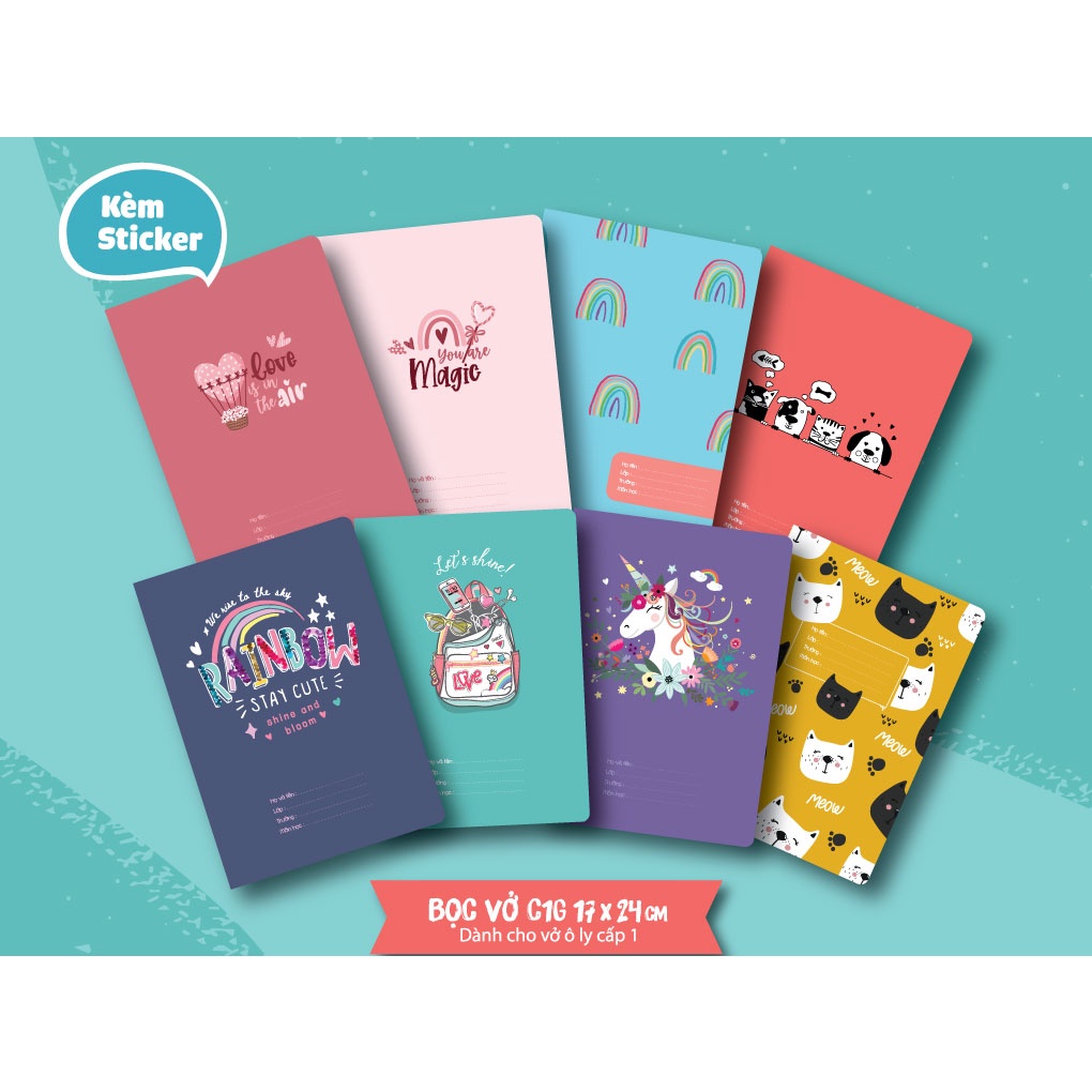 Giấy bọc vở, giấy bao tập Mây (nhiều mẫu), không cần cắt dán, thân ...