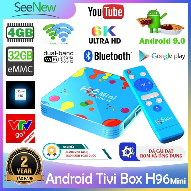 SeeNew Tivi box thông minh H96 mini Allwinner H6 6K RAM 4G ROM 32G ...