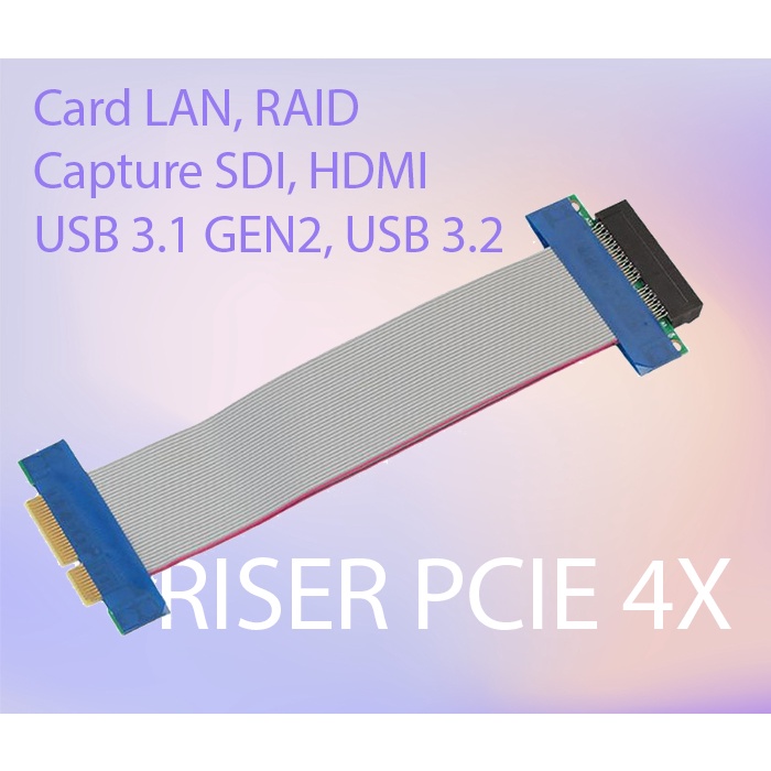 Dây cáp Riser PCI-E 4X đầu đực - đầu cái cho máy chủ Server, PC Card ...