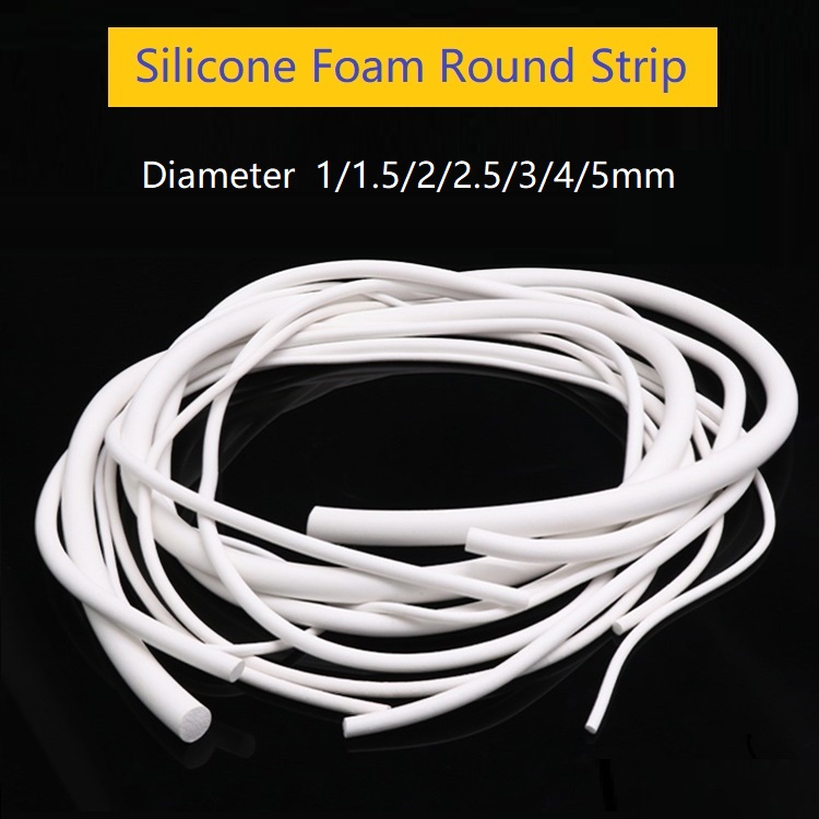 5Meter Silicone Foam Round Strip Dia 1/1.5/2/2.5/3/3.5/4/5mm Sealing ...