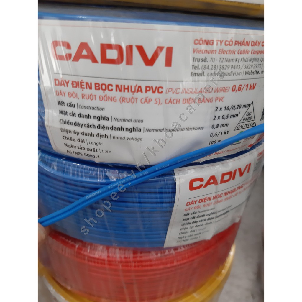 (1 mét) Dây điện Cadivi VCmd 2x0.5 (2x16) - 0,6/1kV | Shopee Việt Nam