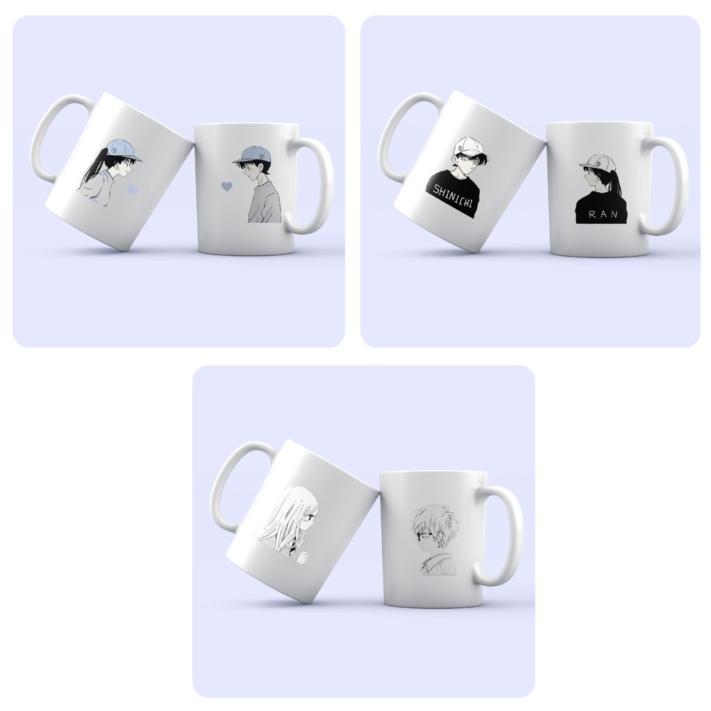 Cốc sứ ĐÔI IN HÌNH DECTECTIVE CONAN Shinichi Ran HIBI CHOUCHOU anime ...