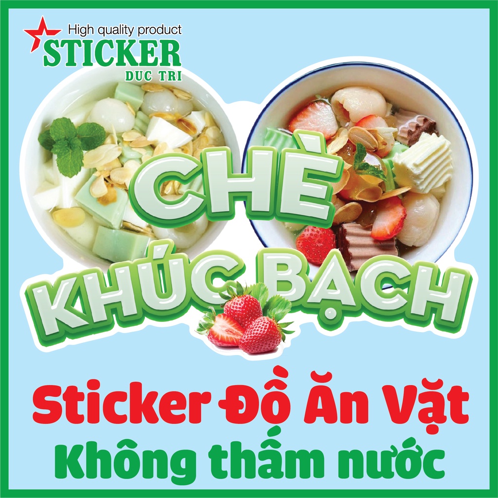 Sticker trang trí Ăn vặt, Chè Thái, Chè Khúc Bạch, Trà Sữa Trân Châu ...