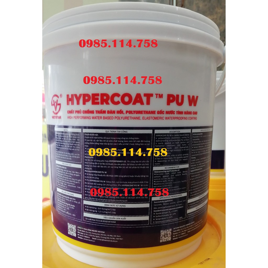 HyperCoat PU W 20Kg - Chất Phủ Chống Thấm Đàn Hồi Gốc Polyurethane - Chống Thấm Sàn Mái Gốc PU ...