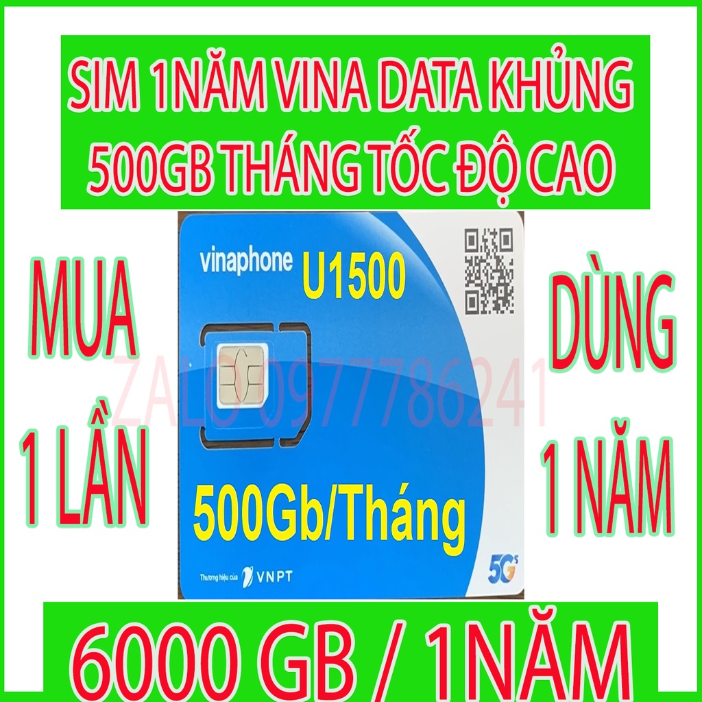 Sim 1 năm vina U1500 siêu data 500gb tốc độ cao tháng | Shopee Việt Nam