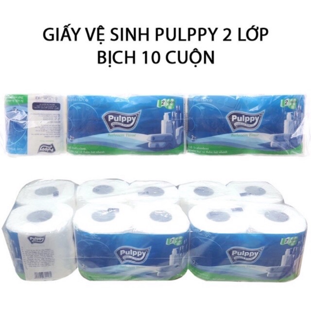 Giấy vệ sinh Pulppy 2 lớp - bịch 10 cuộn | Shopee Việt Nam