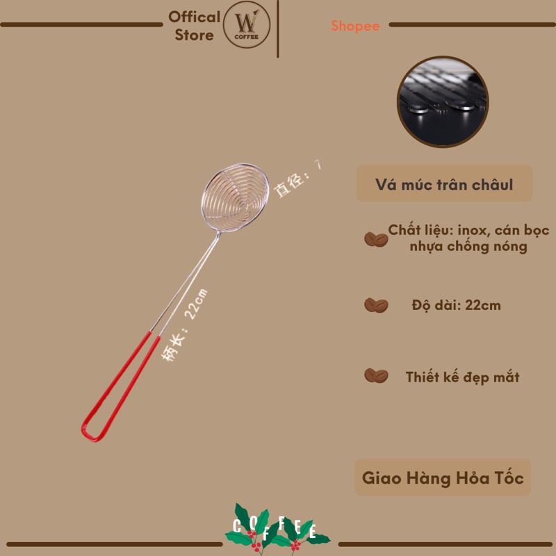 Vợt múc trân châu, topping inox cao cấp cán đỏ W1coffee | Shopee Việt Nam