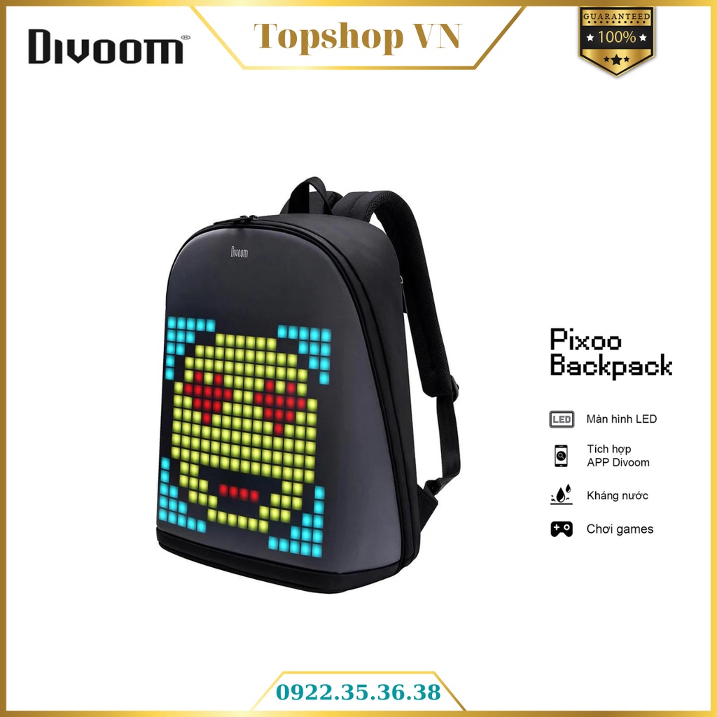 Balo Divoom – Pixoo Backpack Màn Hình LED, Ngăn Laptop 14 Inch, Chống ...