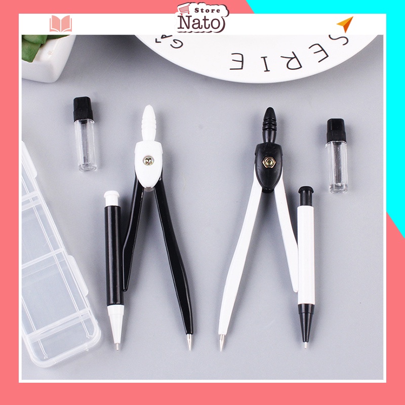 Compa học sinh đẹp 2 màu đen trắng có hộp cao cấp NATO COMPA | Shopee Việt Nam