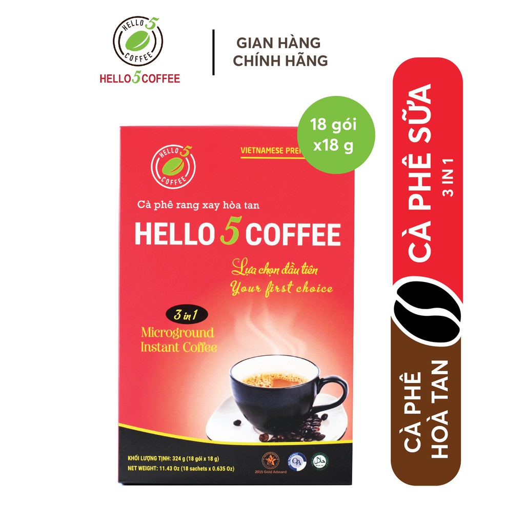 Cafe Sữa Hòa Tan 3 in1 Hello 5 Coffee - Hộp 18 gói x 18g | Shopee Việt Nam