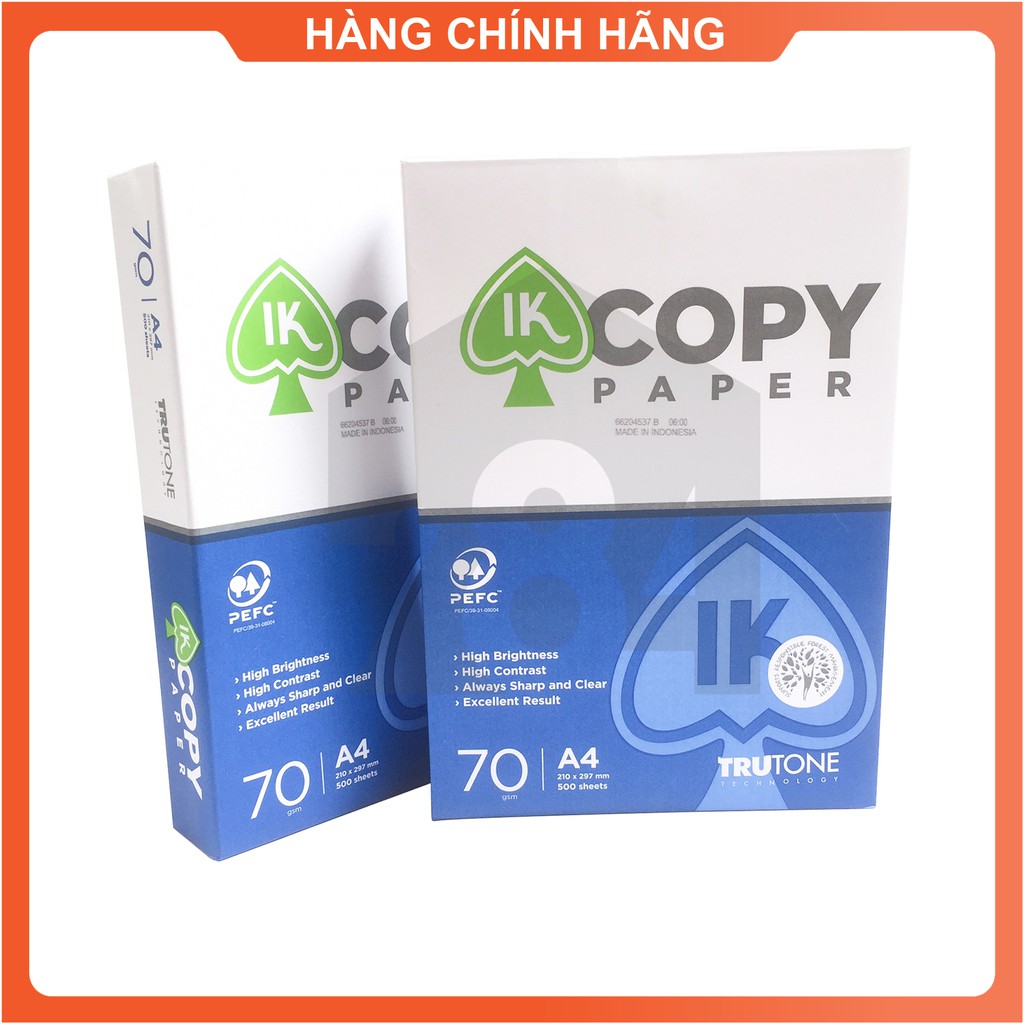 [FREESHIP XTRA] Giấy A4 IK COPY PAPER - Dùng cho máy photocopy văn phòng | Shopee Việt Nam