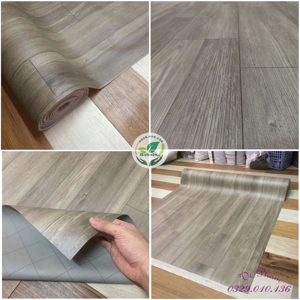 Thảm trải sàn - Thảm lót sàn bằng simili PVC vân gỗ màu xám đủ kích cỡ ...