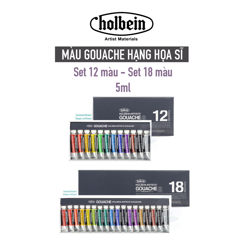 Set màu gouache hạng họa sĩ Holbein Artists' Gouache - 5ml | Shopee ...