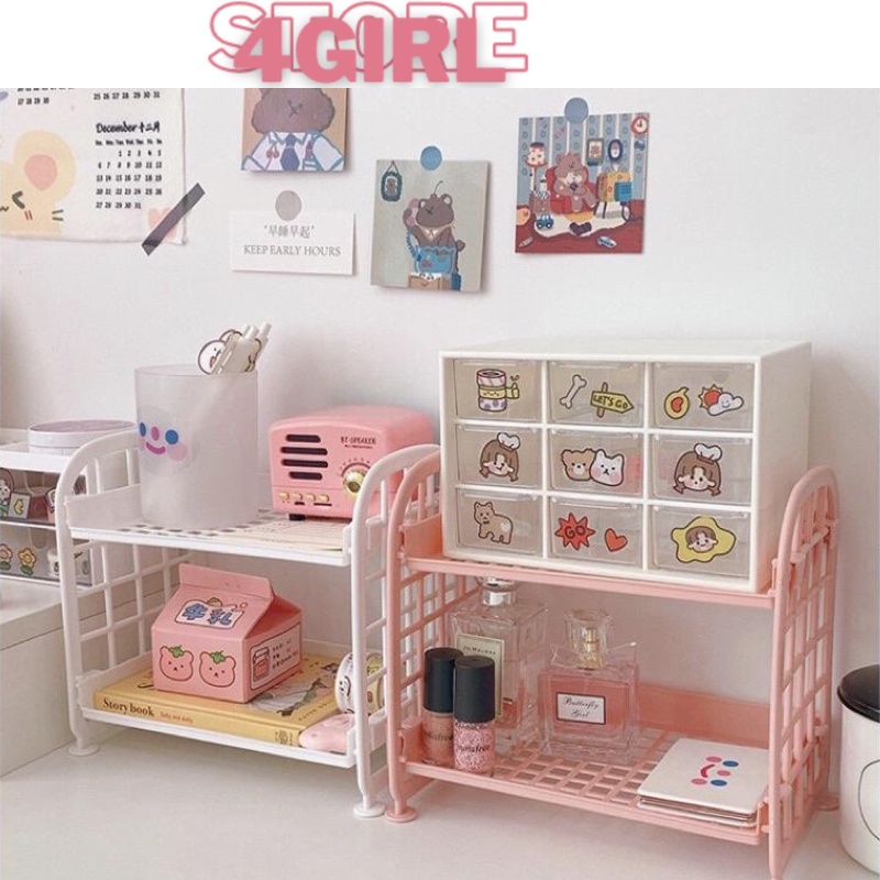 Kệ nhựa mini 2 tầng đựng đồ tiện dụng siêu xinh_C129 | Shopee Việt Nam