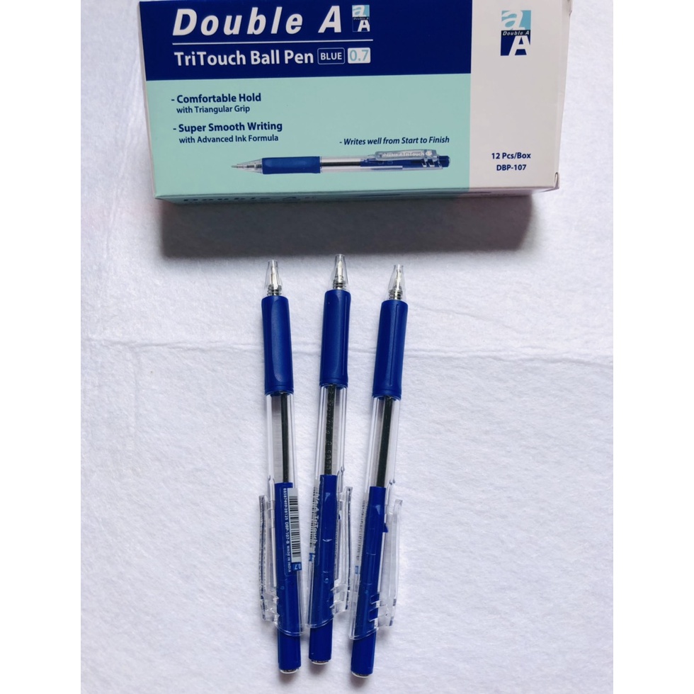 Hộp 12 bút bi Double A tritouch xanh 0,7mm | Shopee Việt Nam