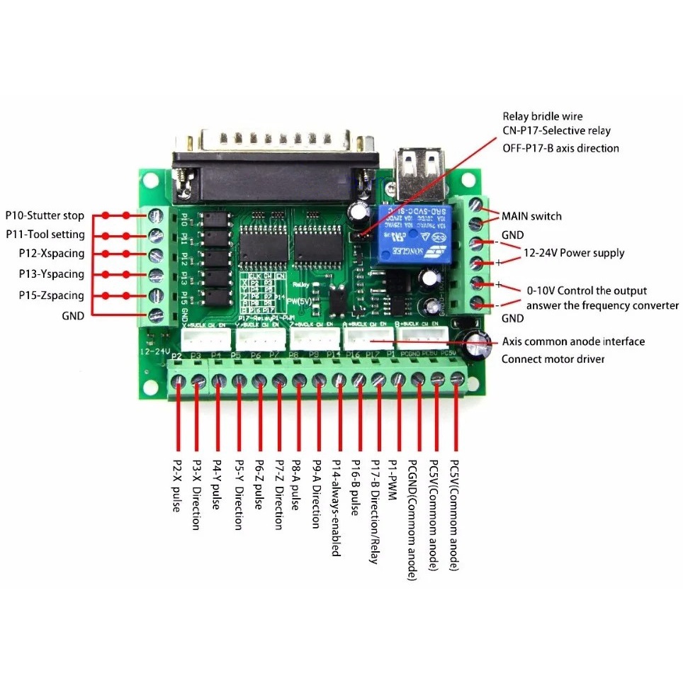 Bo CNC BOB Mach3 LPT 5 trục + dây USB nguồn | Shopee Việt Nam