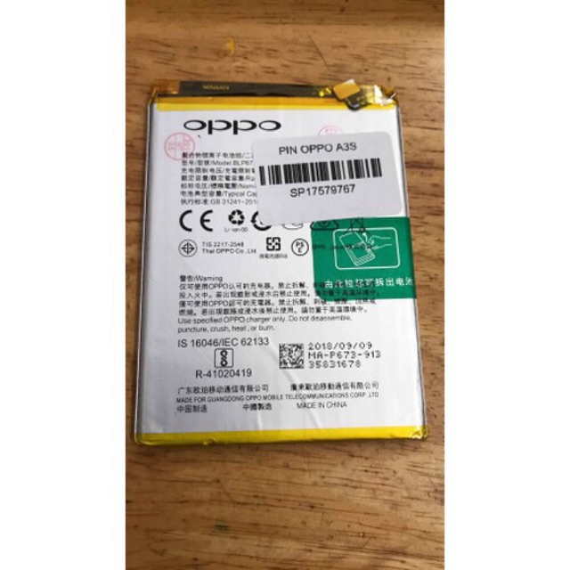 Pin thay máy Oppo A3S-BLP673 bảo hành 1 tháng | Shopee Việt Nam