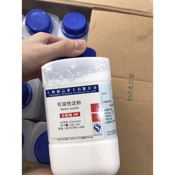 Tinh bột starch soluble CAS 9005-84-9 (C6H10O5)n lọ 500g hồ tinh bột ...