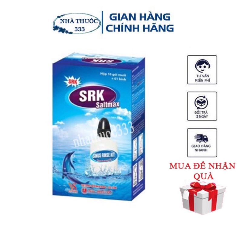 Bình rửa mũi SRK SALTMAX (Hộp 10 gói x 2,145g+ chai nhựa 240ml ...