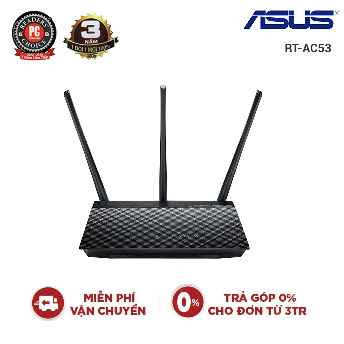 Bộ phát wifi Asus RT-AC53 Chuẩn AC750, 2 băng tần, cổng Gigabit- Chính Hãng | Shopee Việt Nam