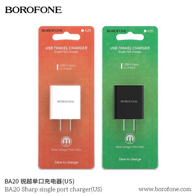 Cốc Sạc Borofone BA20/BA20A - 1 Cổng USB 2.1 US Chính Hãng | Shopee ...