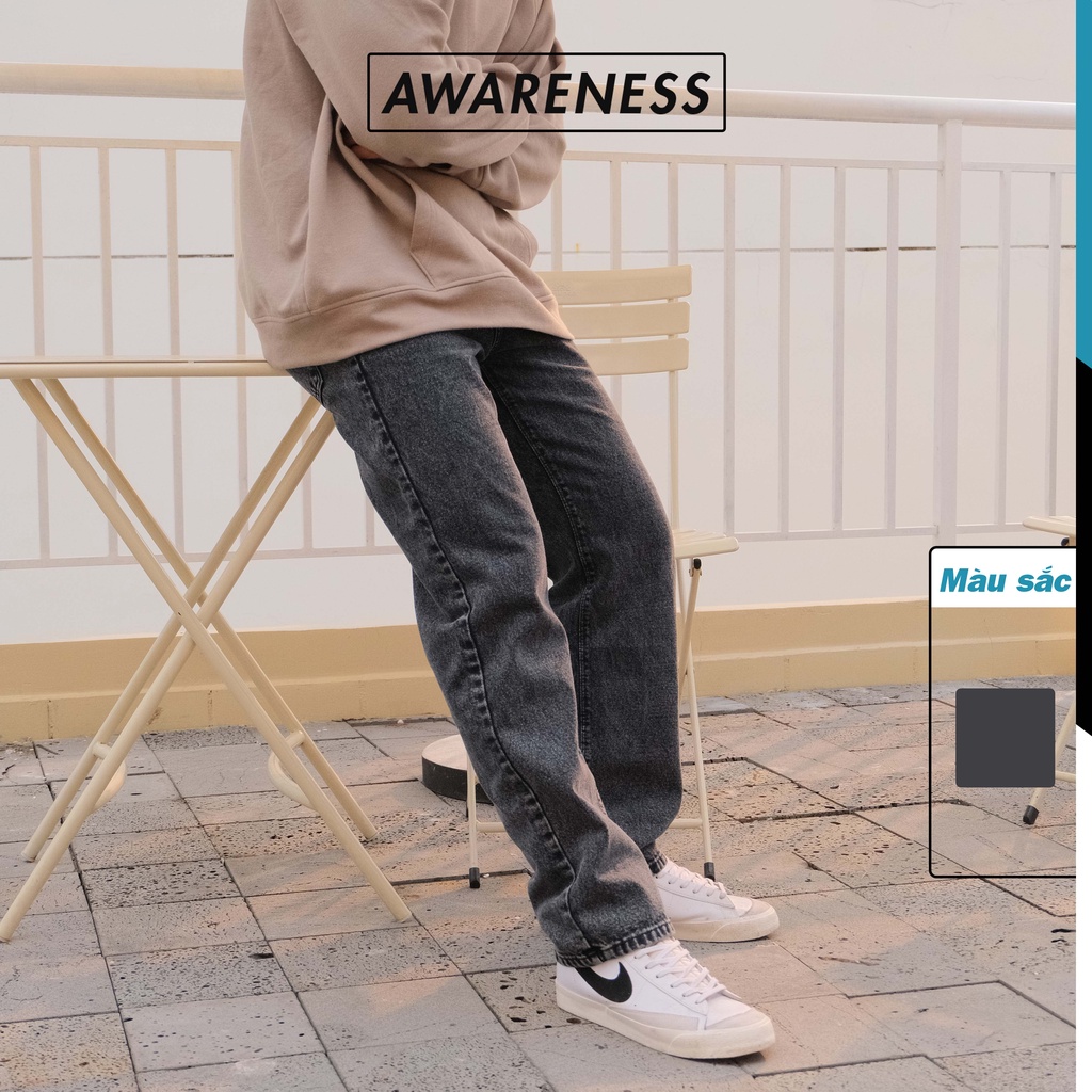 Quần jean nam ghi xám baggy ống rộng chất denim dày dặn dễ phối đồ ...