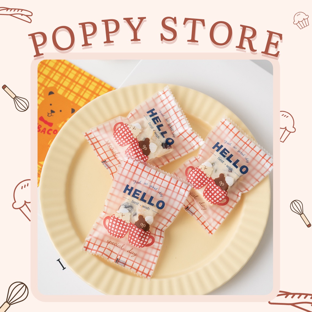Túi đựng bánh kẹo, cookie, túi hàn miệng, set 50 túi mẫu hello - POPPY ...